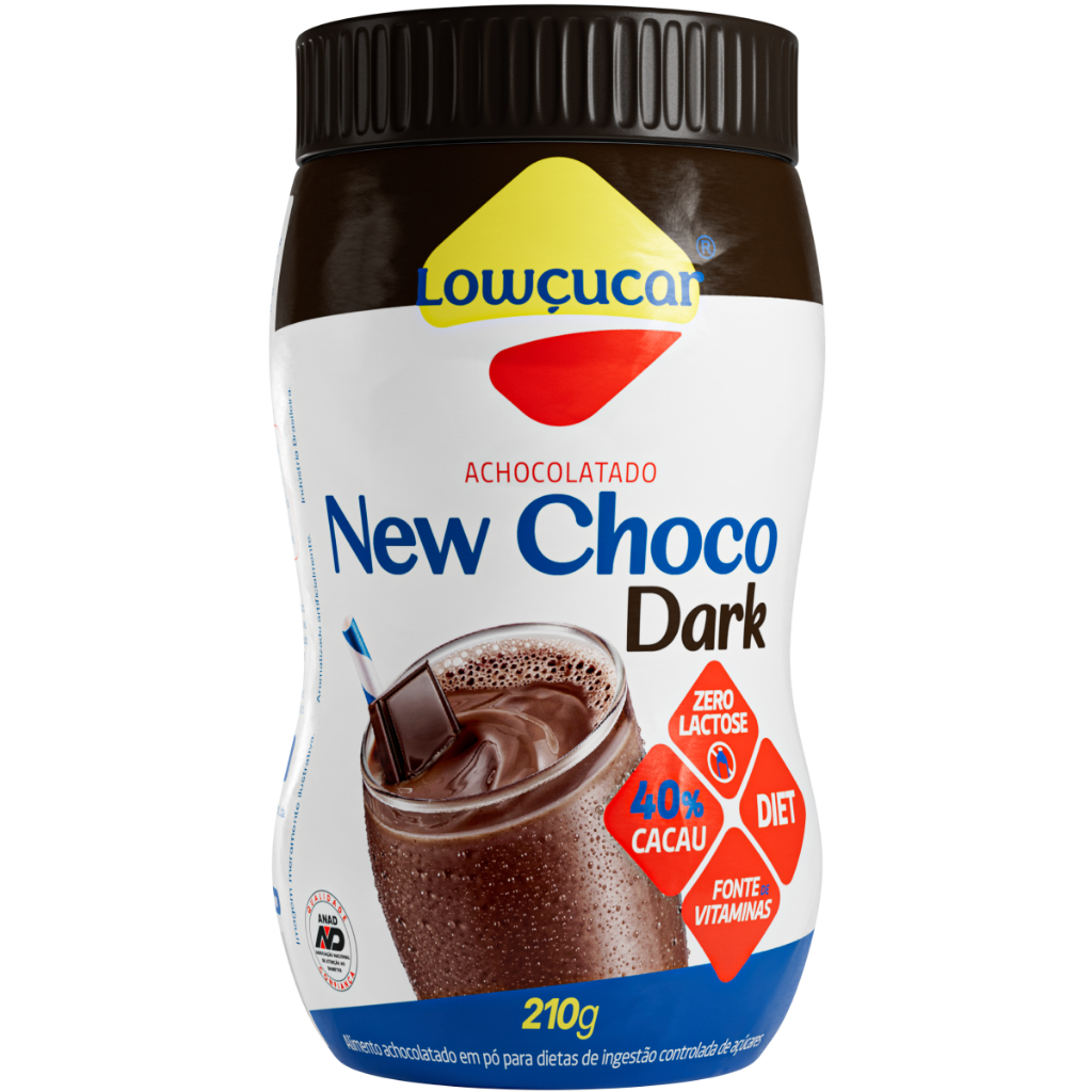 Achocolatado em pó New Choco Dark Diet Sem Glúten Lowçucar 210g ...