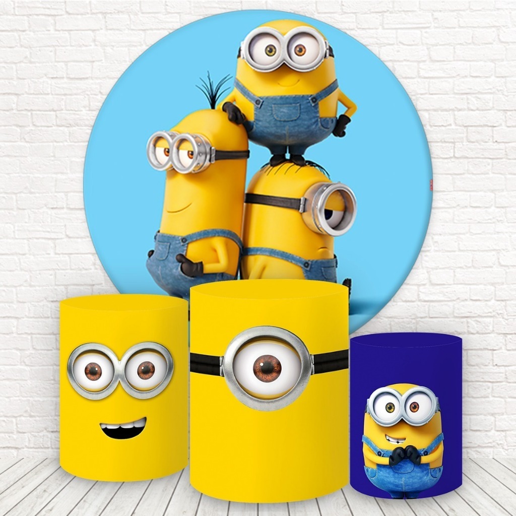 Painel Redondo + Trio de Cilindro Capas Sublimados Minions | Shopee Brasil