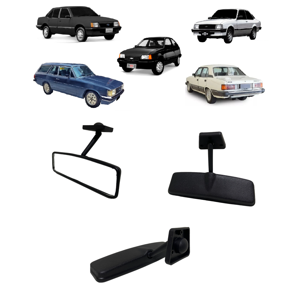 Retrovisor Espelho Interno Central Chevette Kadett Monza Opala Caravan,Todos Cor Preta. | Shopee ...