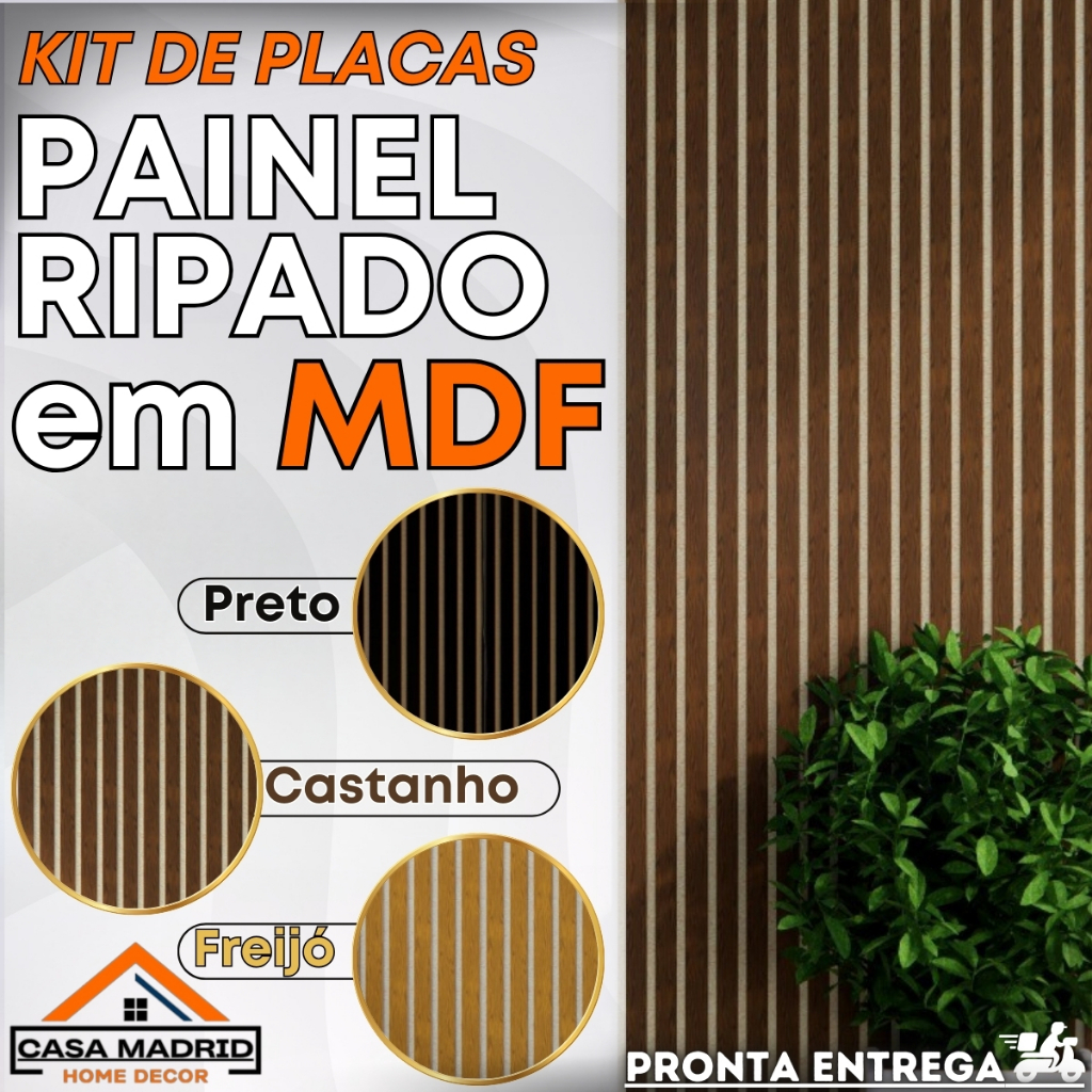 Kit 50 Placas Ripado MDF 53x15 Revestimento de Parede Adesivo Para ...