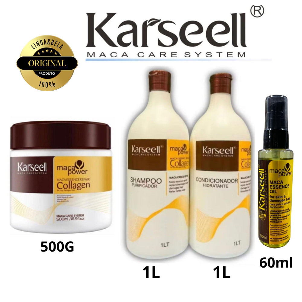 Kit Shampoo Condicionador Karseell Purificador 1LMáscara Hidratação ...