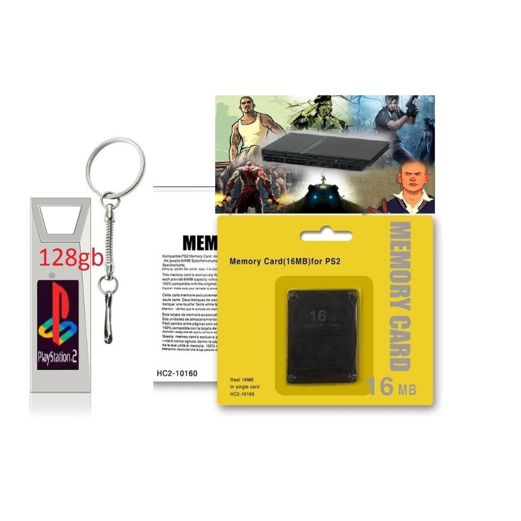 Kit Ps2 Memory Card 16mb + Pendrive 64gb Para Ps2 Fat Slim | Shopee Brasil