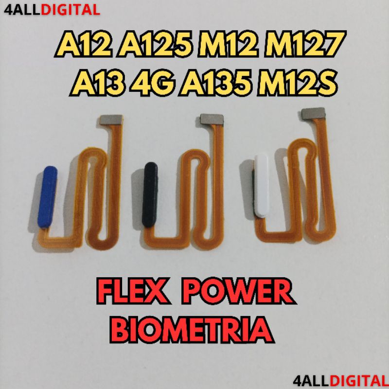 Flex Botão Power e Biometria Samsung A12 A125 M12 M127 A13 4G A135 M12S ...
