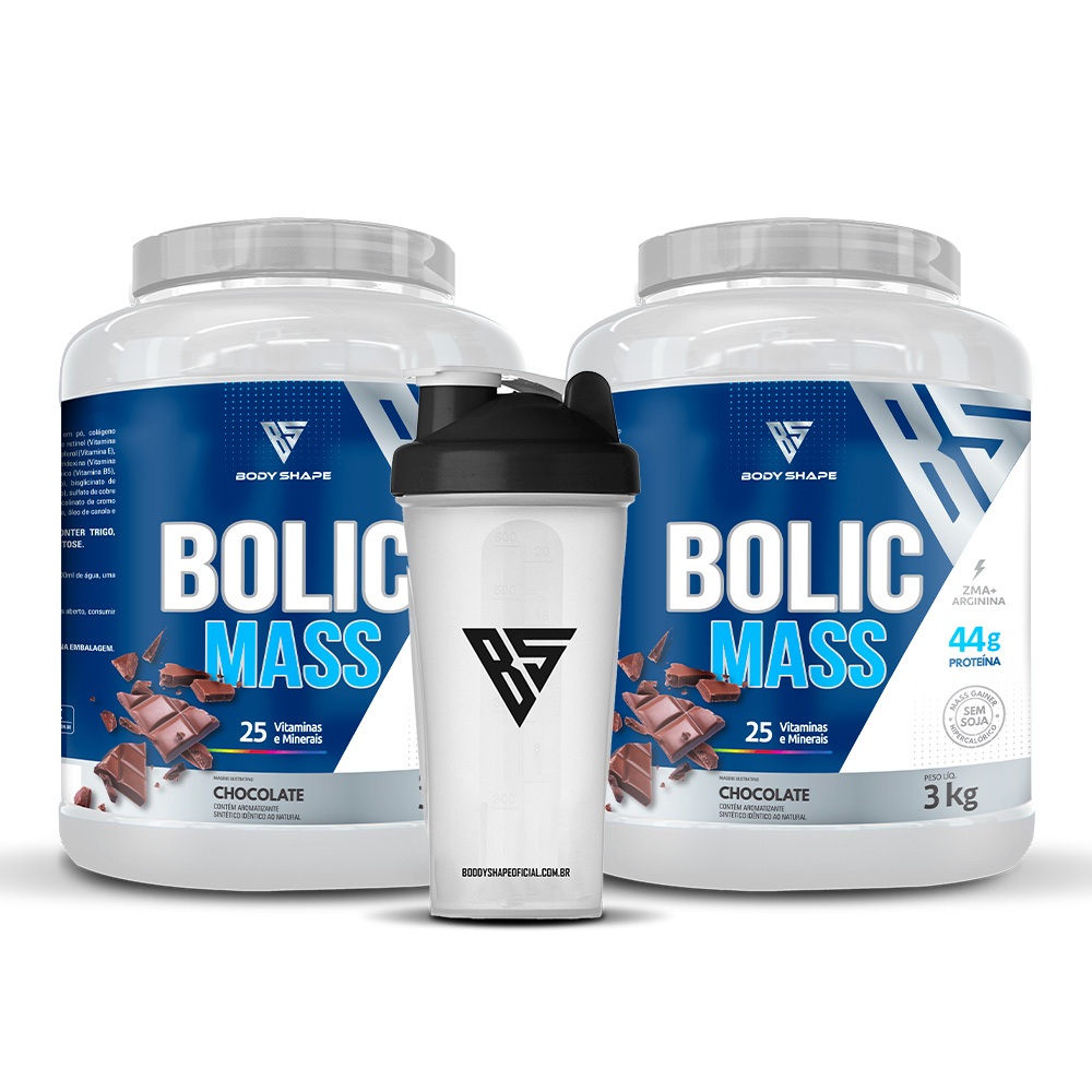 Kit 2x Hipercalórico Bolic Mass 3kg Body Shape + Coqueteleira | Shopee ...