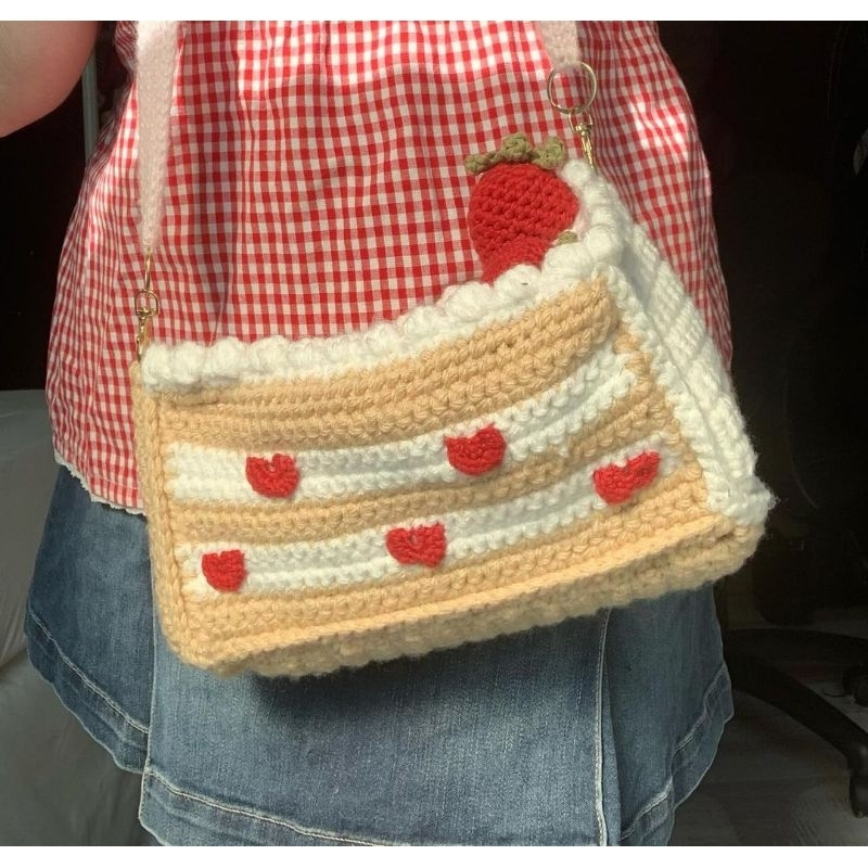Bolsa Bolo de Morango em crochê | Bolsa Fatia de Bolo Cake Bag | Shopee ...