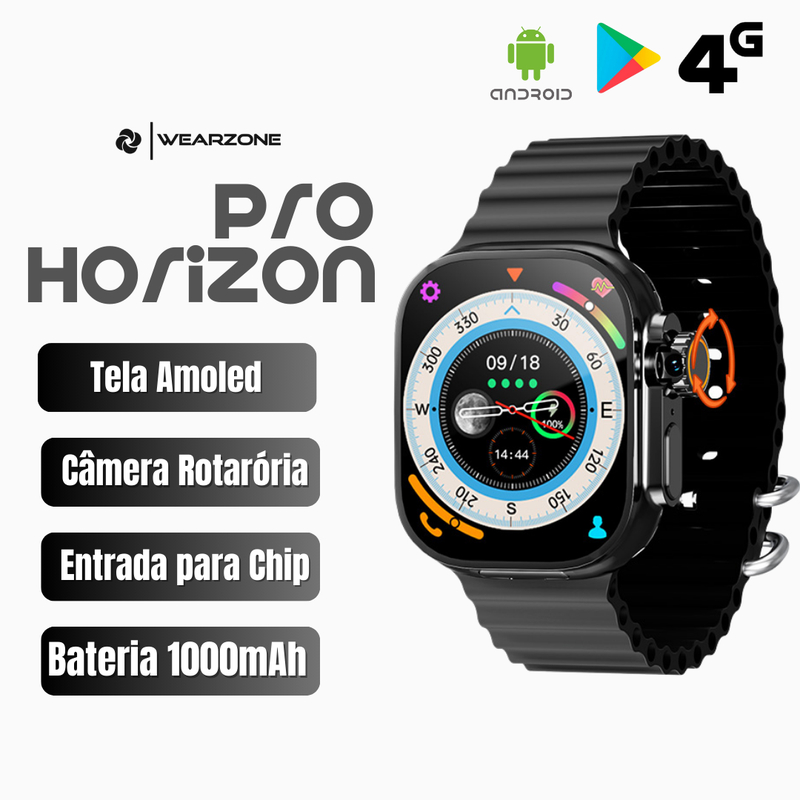 Smartwatch Horizon Pro 4G/5G AMOLED Câmera Rotatória + NFC 16Gb de ...