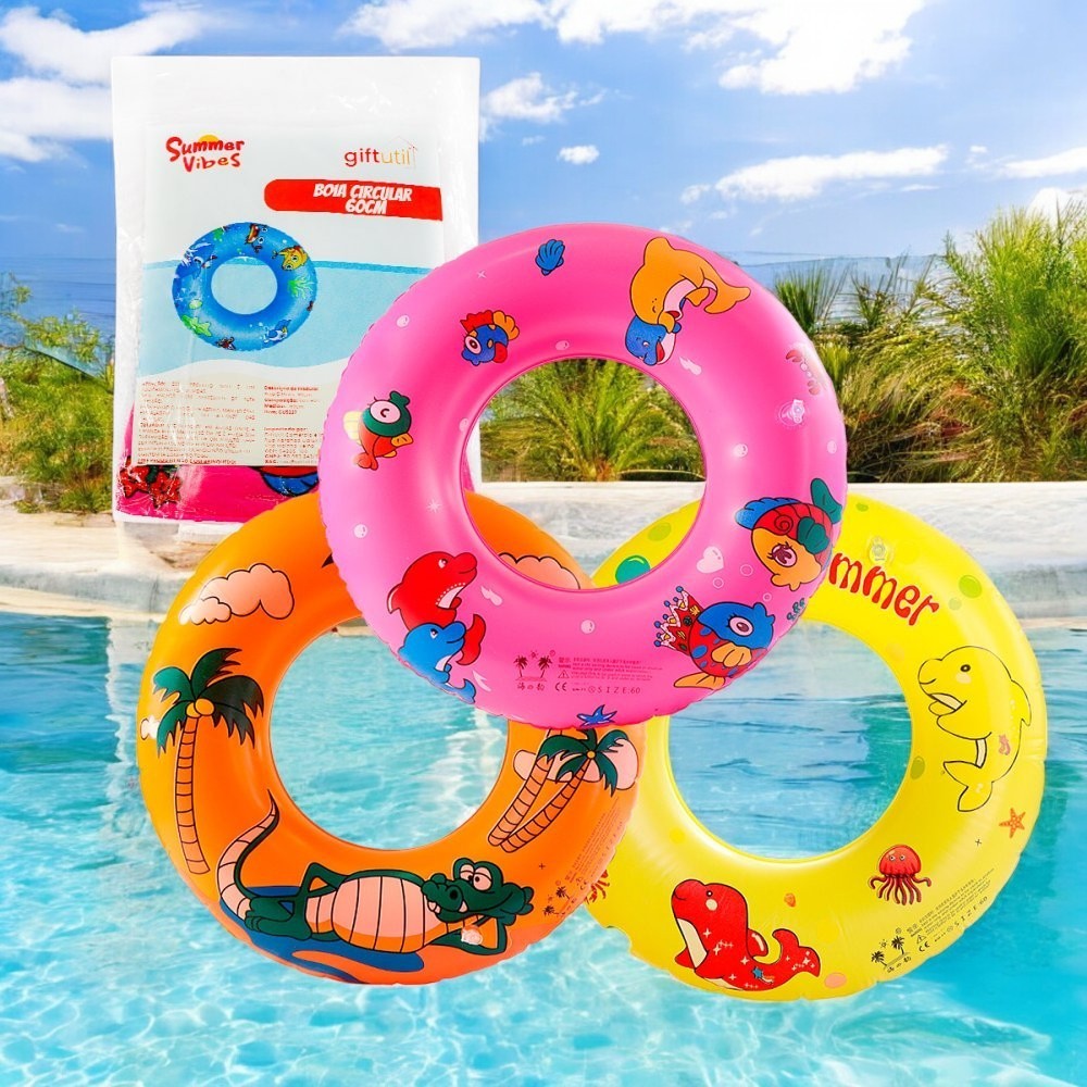 Boia Circular Colorida 60cm infantil inflável piscina menino menina ...