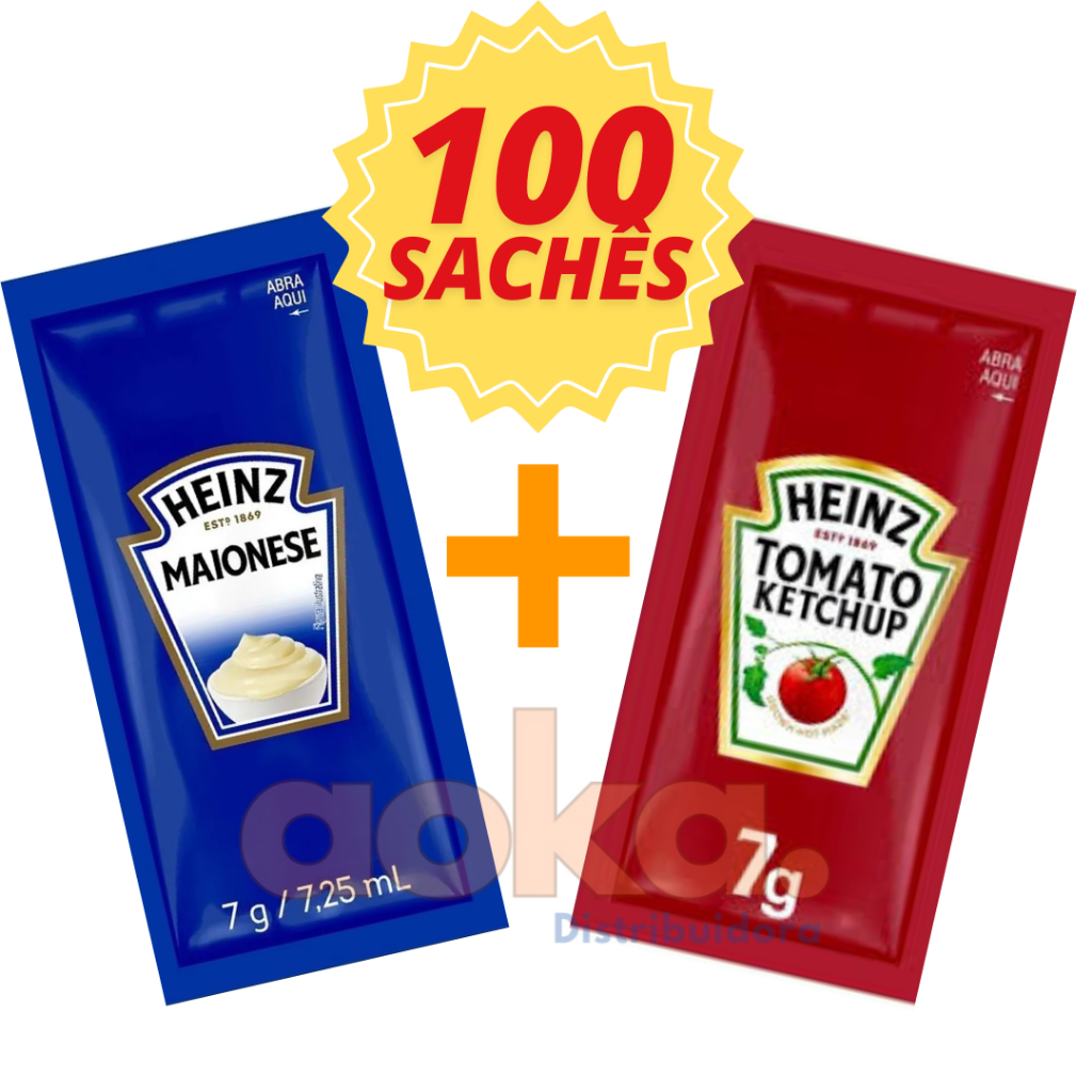 Maionese e Ketchup Heinz Combo 100 Sachês | Shopee Brasil
