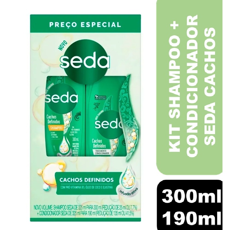 Kit Seda Shampoo 300ml + Condicionador 190ml Cachos Definidos | Shopee ...