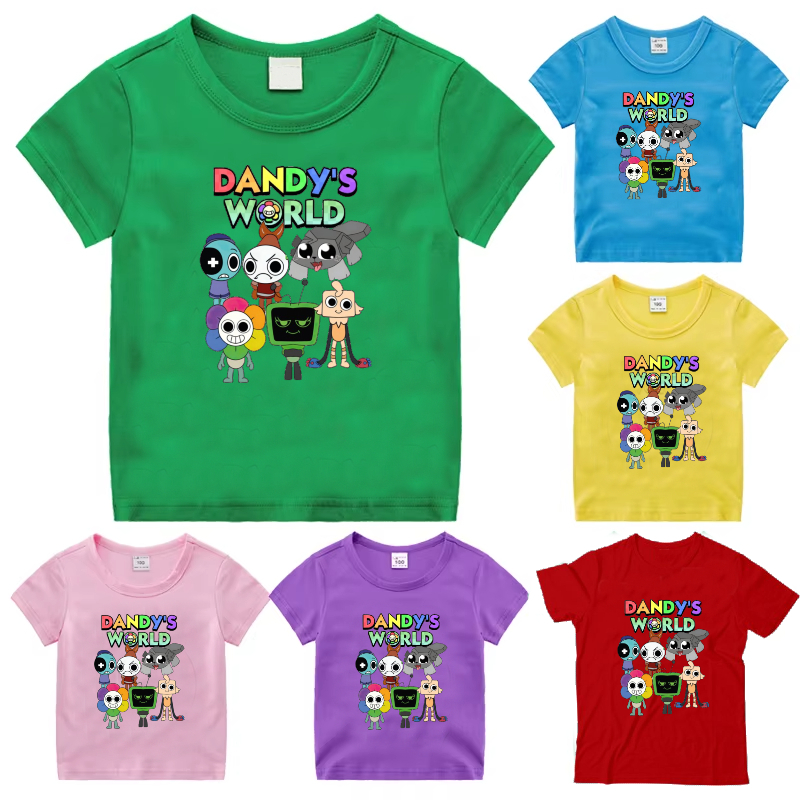 Camiseta Dandy's World Roblox DW Astro Pebble Shelly Sprout Vee - Várias Cores - Unissex Até 16 ...