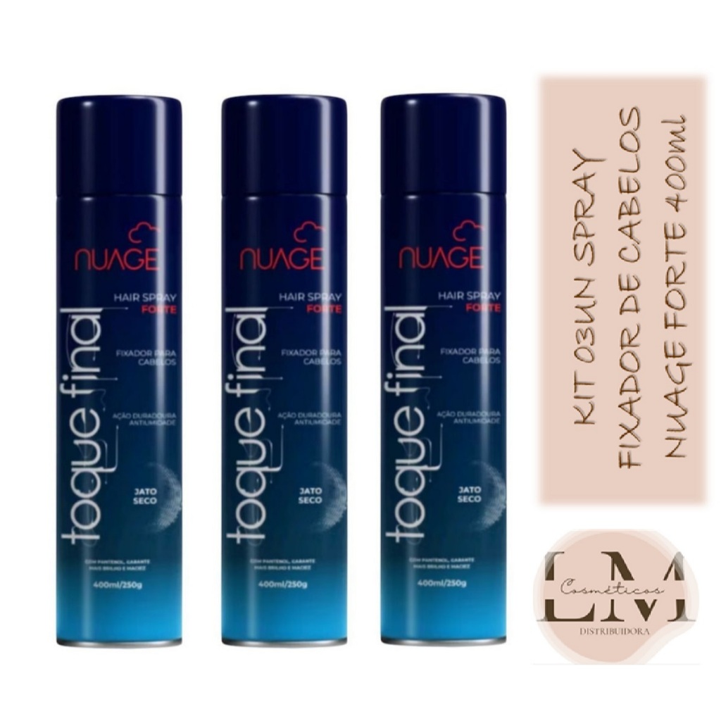 Kit 03un Hair Spray Fixador Nuage Forte 400ml | Shopee Brasil