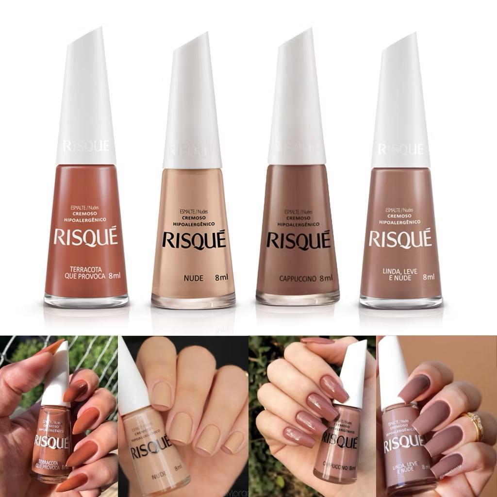 Risque Levíssima Esmaltes Tons Nudes Marrom Terracota Kit 4 cores ...