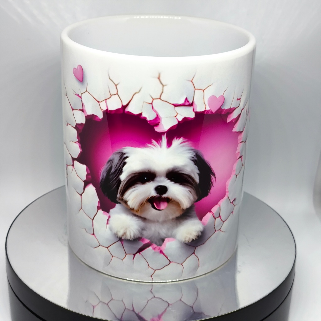 Caneca personalizada: branca de porcelana premium. Doguinho com efeito ...