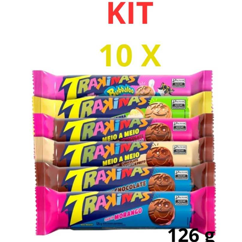 Kit 10 Pacotes de Biscoito Trakinas | Shopee Brasil