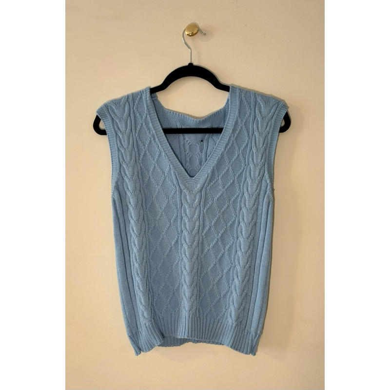 colete em tricot azul claro | Shopee Brasil