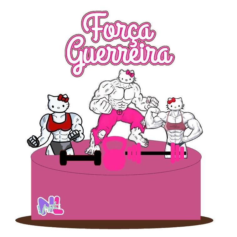 Topo Placa de Bolo Hello Kitty Maromba Fitnes | Shopee Brasil