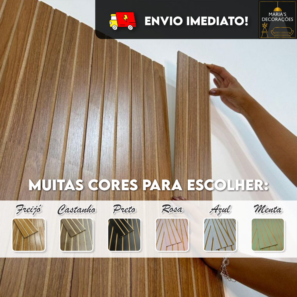 Kit 100 Painel Ripado Autocolante Grande MDF 45x11 cm - Perfeito para ...