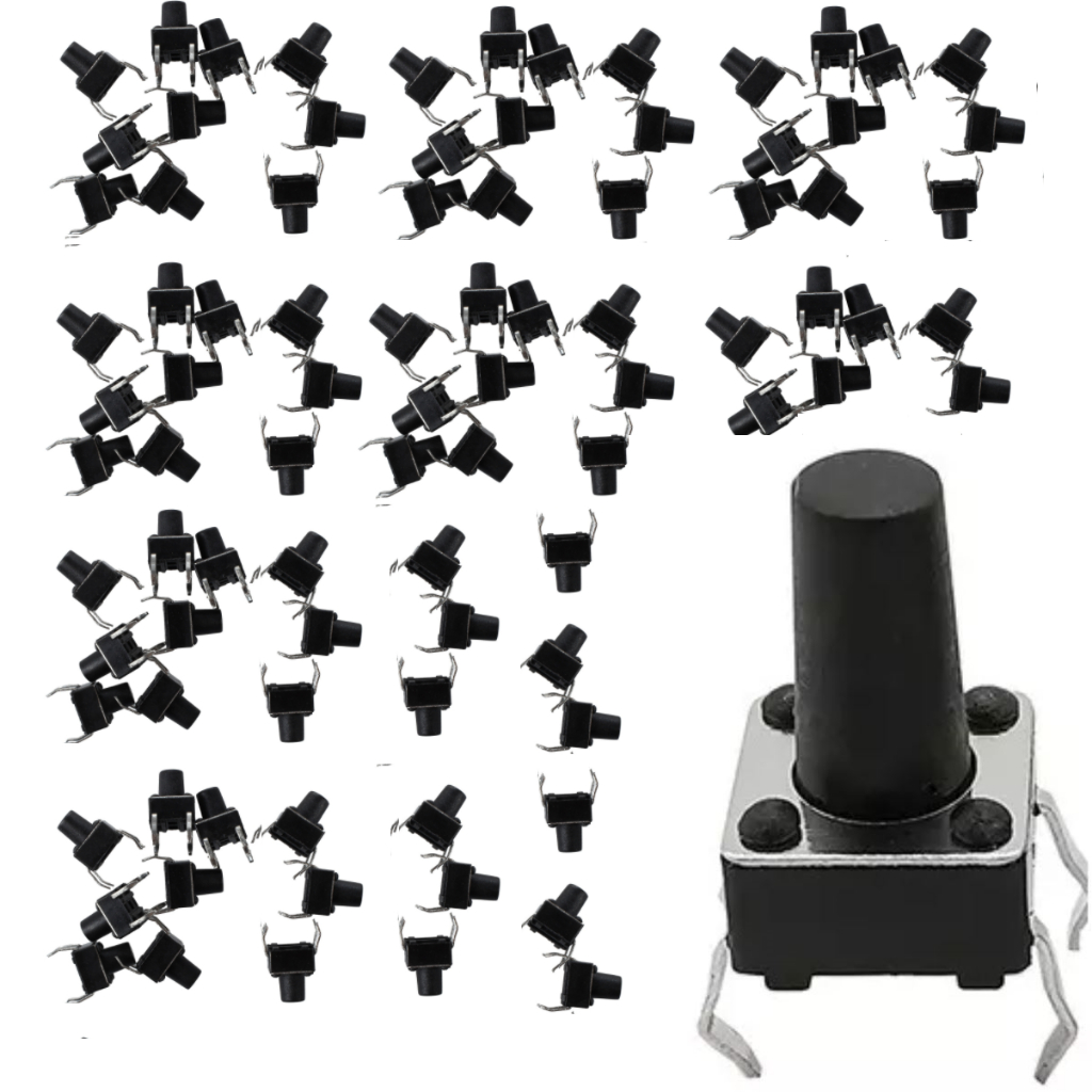 100 Pçs Micro Chave Push Button 4 Pinos Dip Protoboard 6x6x8 | Shopee ...
