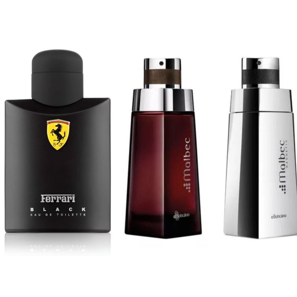 Kit com 3 Perfumes para Homem - Malbec, Malbec Metalic e Ferrari Black ...