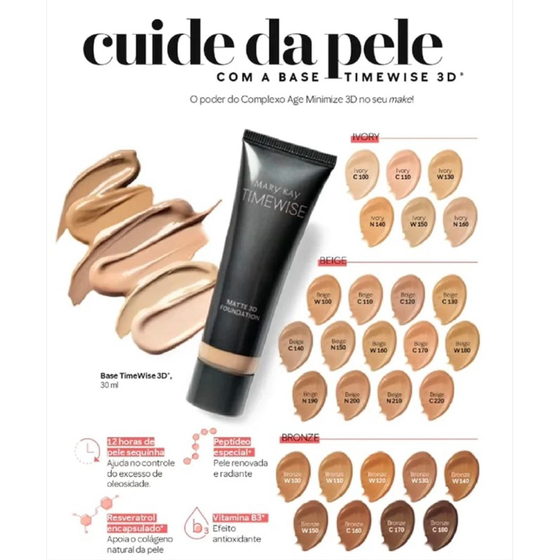 MARY KAY BASE TimeWise 3D® MATTE 30ML | Shopee Brasil