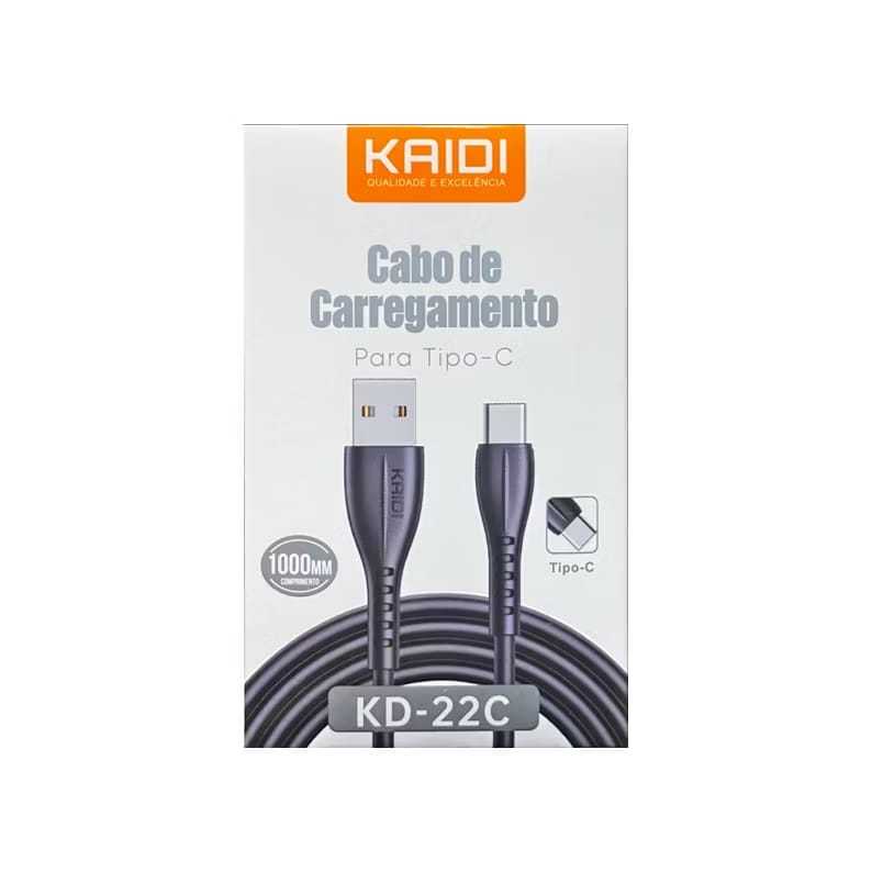 Cabo Carregamento Kaidi USB Tipo C KD22C Resistente Turbo 2.4A 1MT KD ...