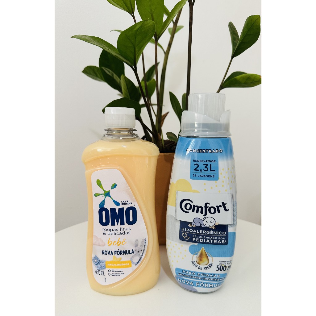 Kit OMO roupas finas e delicadas bebê 450 ml + Comfort concen. puro ...