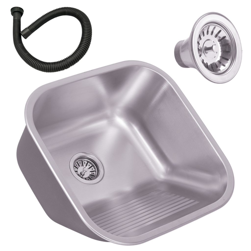 Tanque Cuba Aço Inox 44x44cm Embutir Sobrepor para Cozinha Apartamento ...
