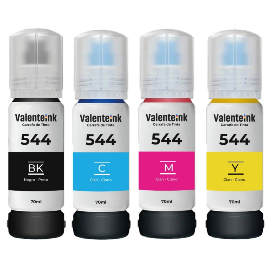 KIT COMBO 4 REFIL TINTA COMPATÍVEL P/ T544 para IMPRESSORAS L3150 L3250 L3210 L3110 e mais ...