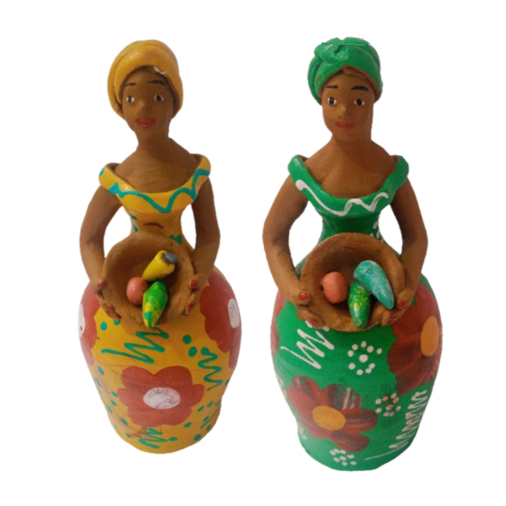 2 Bonecas De Barro Baiana 16cm Artesnato | Shopee Brasil