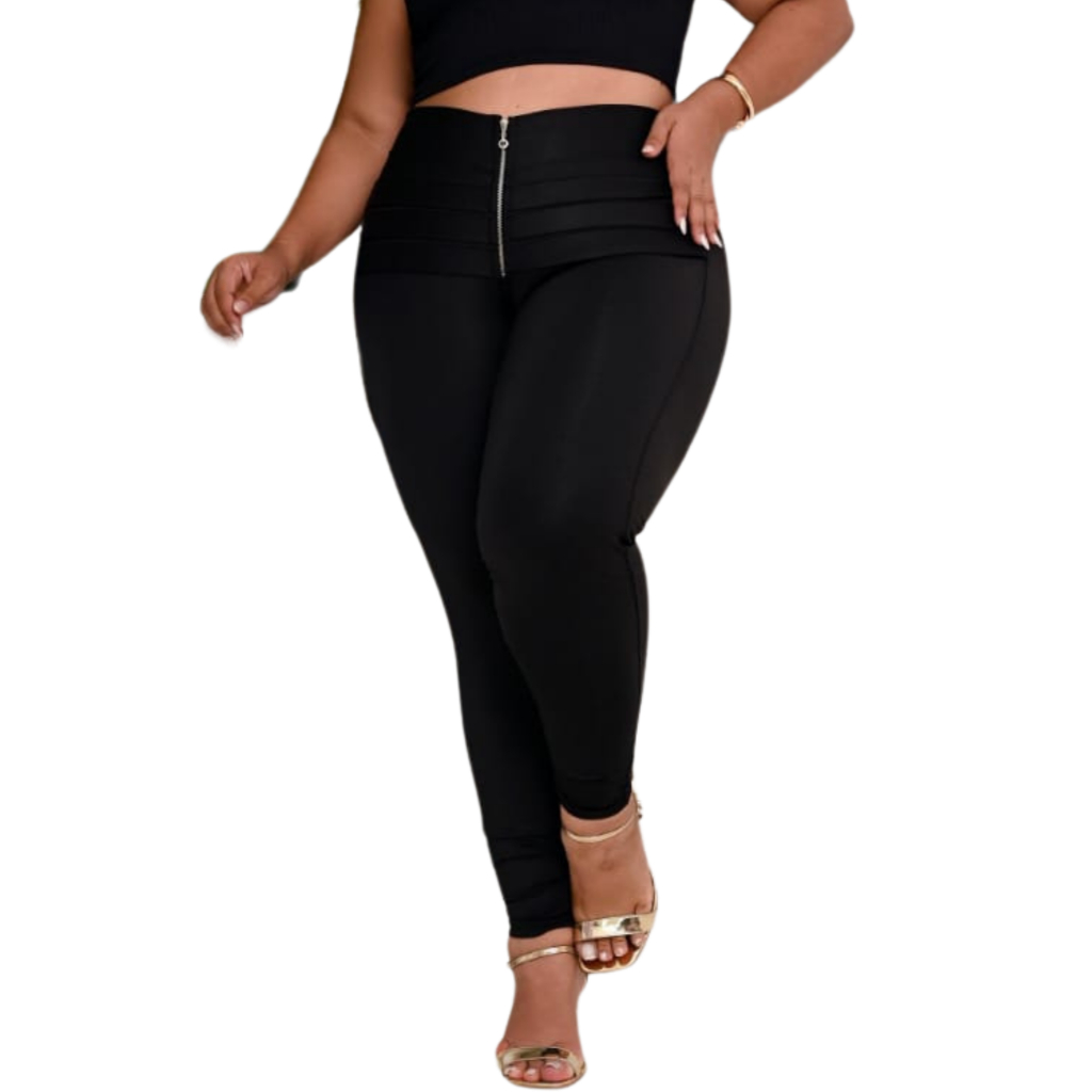 Legging Plus Size Calça Feminina Montaria Com Ziper Cintura Alta leg ...