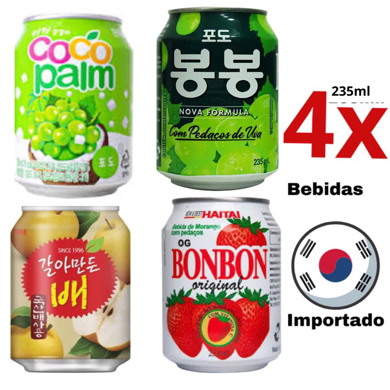 Kit 4 ou Avulsa Bebidas Coreana 235ml Sabores Suco Coreano Bebida ...