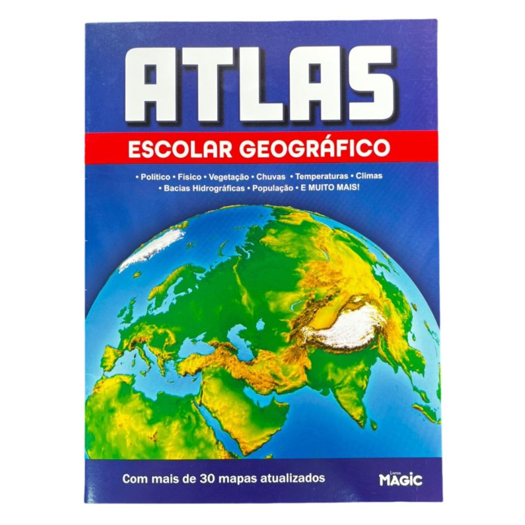 Atlas Escolar Geográfico - 1 Unidade com mais de 30 mapas atualizados | Shopee Brasil