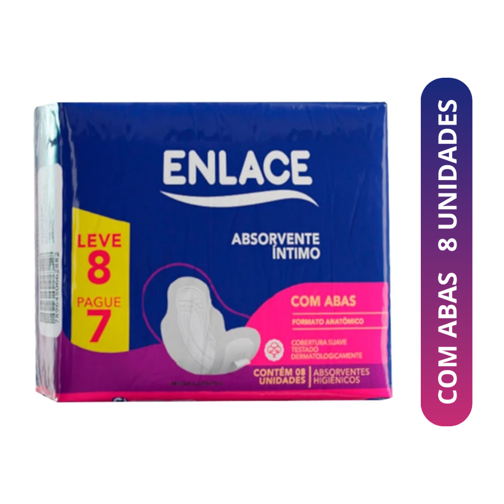Absorvente Intimo Enlace com Abas Cobertura Suave Formato Anatômico com ...