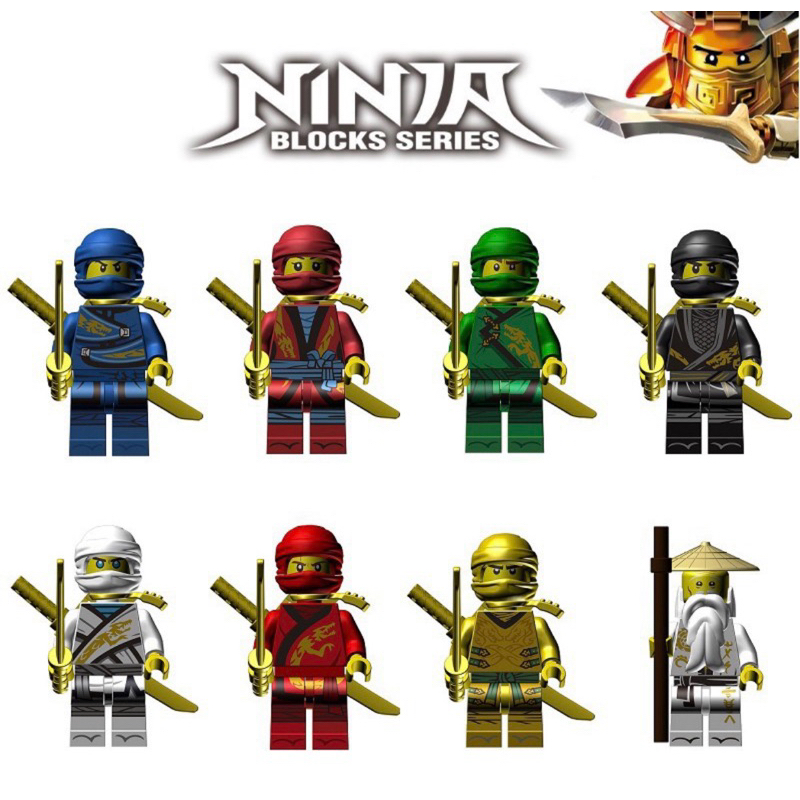 kit 8 bonecos ninjas legots ninjago com espadas blocos de montar ...