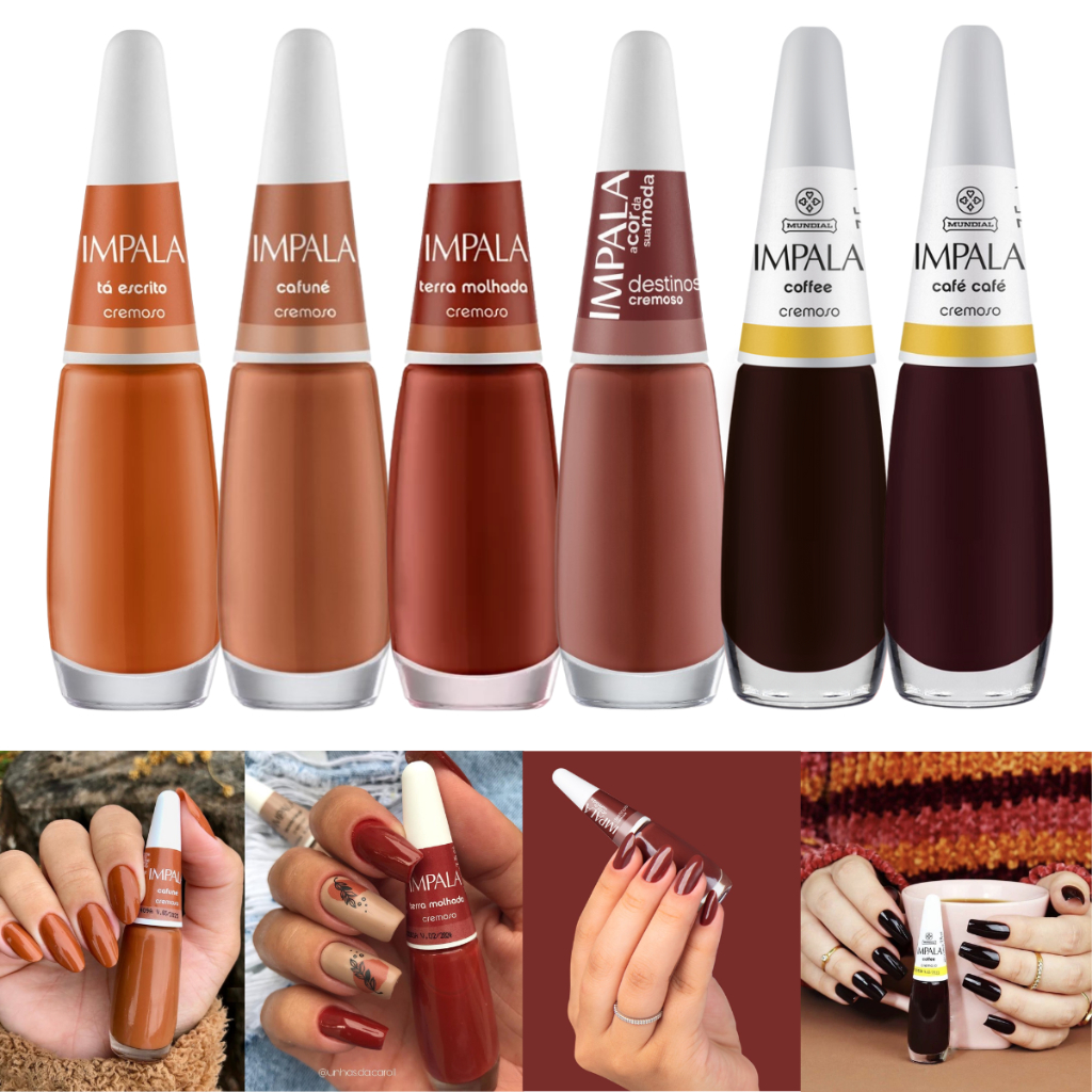 Kit de Esmaltes Impala Tons de Marrom Terracota Clássicos Madrinhas ...
