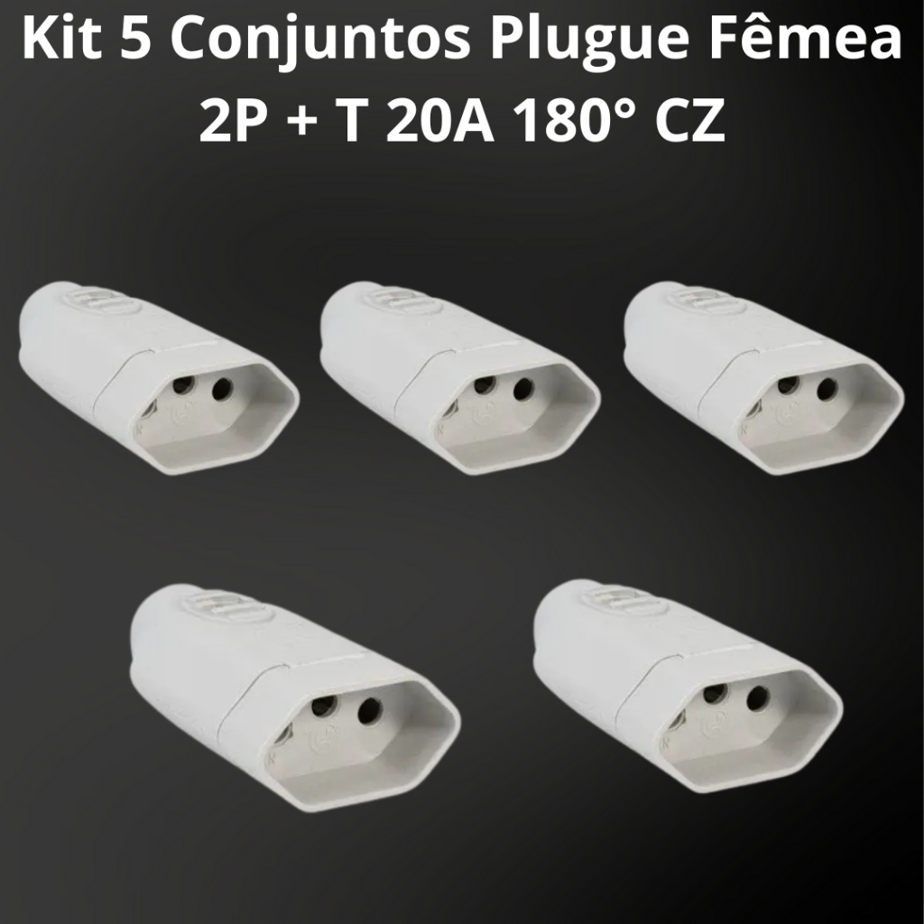 Plugue Fêmea 2P + T 20A 180 CZ - Romazi | Shopee Brasil