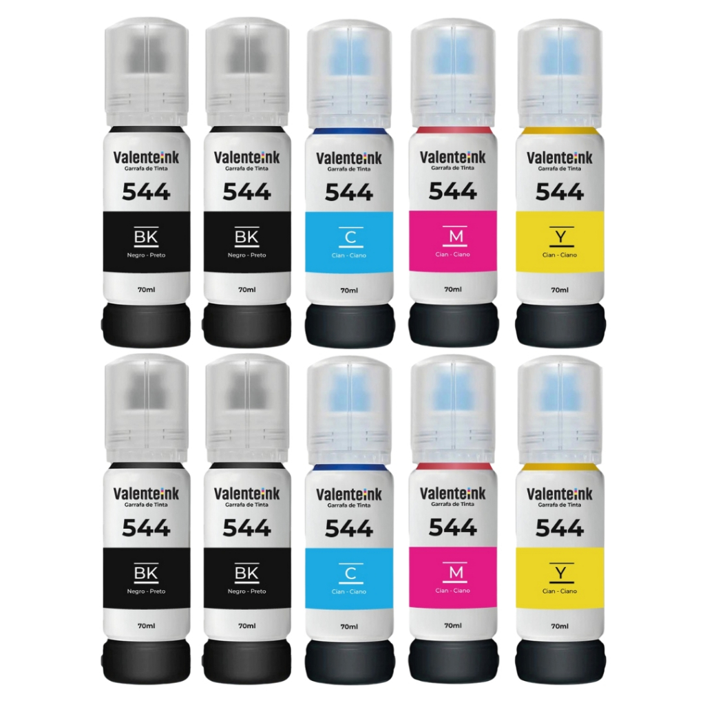 KIT COMBO 10 REFIL TINTA COMPATÍVEL P/ T544 para IMPRESSORAS L3150 L3250 L3210 L3110 e mais ...