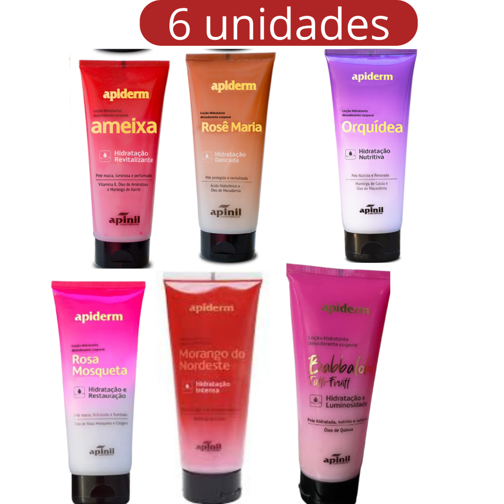 LOÇÃO HIDRATANTE CORPORAL APIDERM APINIL KIT 6 UNIDADES | Shopee Brasil