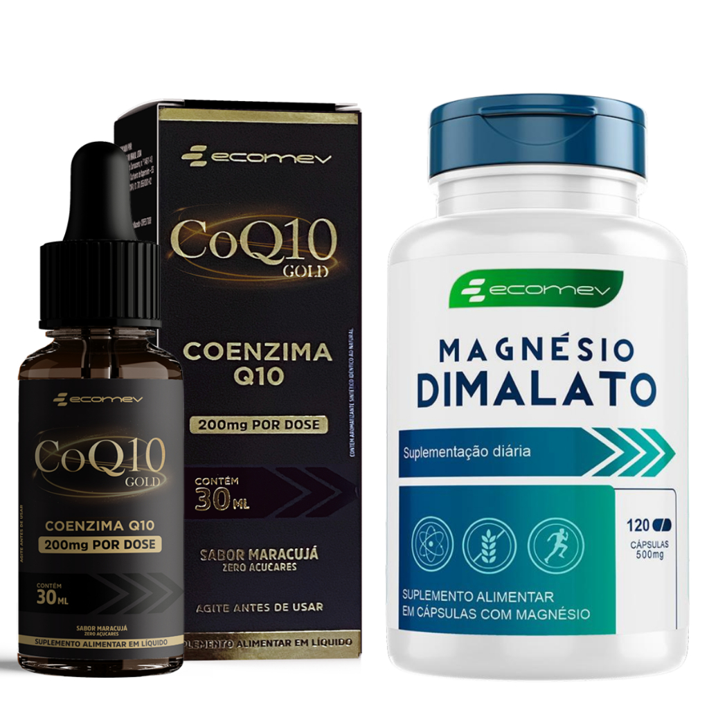Kit Magnesio Dimalato + Coenzima Q10 Gotas Sublingual Ecomev | Shopee Brasil