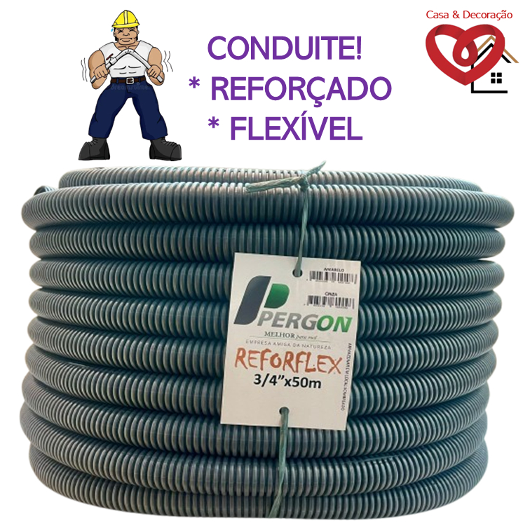 Conduite 3/4" Reforçado - Eletroduto Corrugado Rolo de 3/4" x 50M ...