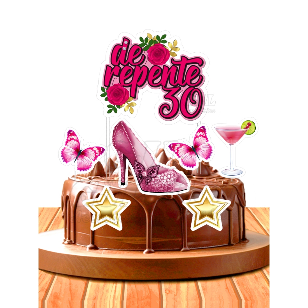 Topo Topper De Bolo Mulher 30 Anos Aniversário Festa | Shopee Brasil