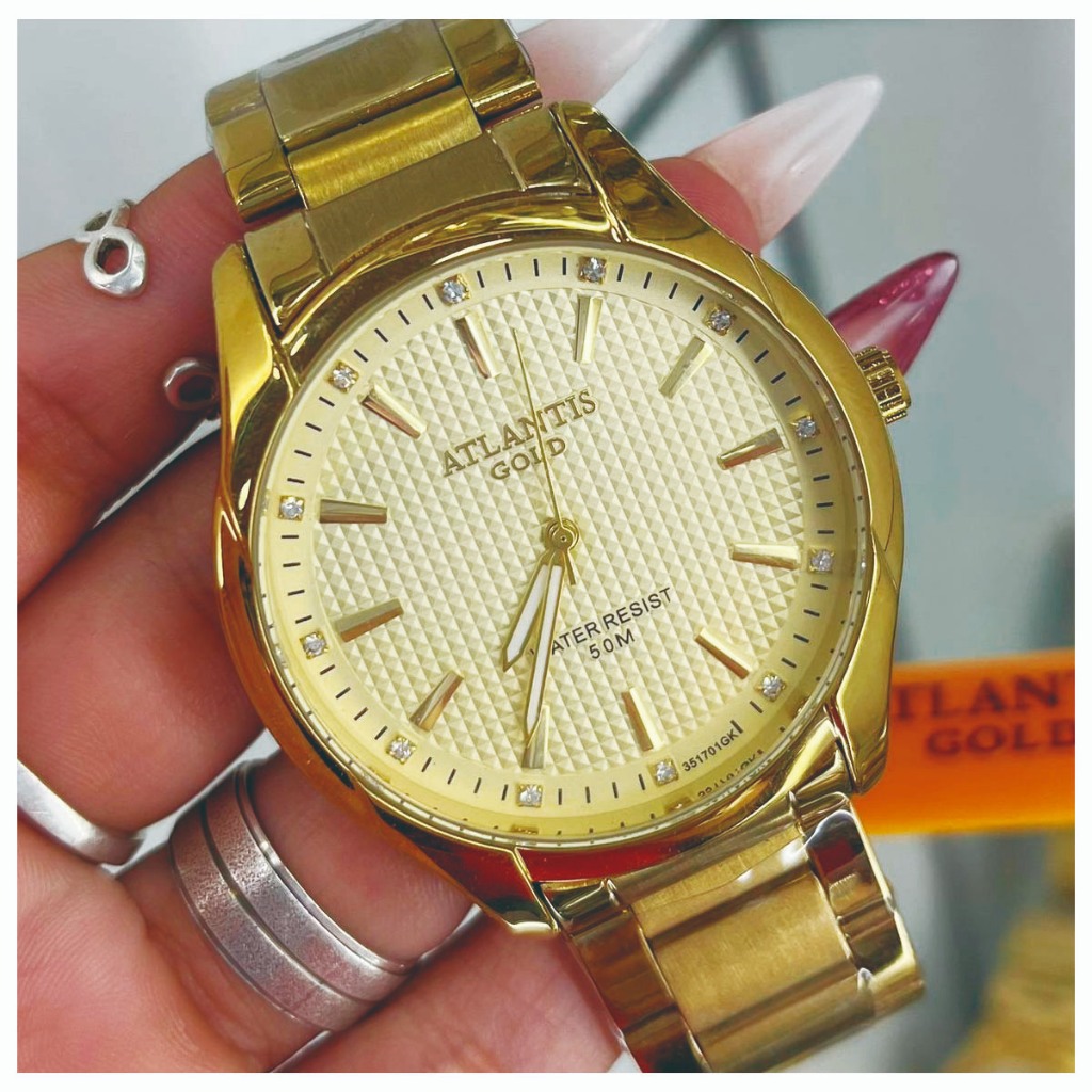 Relógio Atlantis Gold Original Feminino Dia das Mães; 100% Aprova Dágua ...