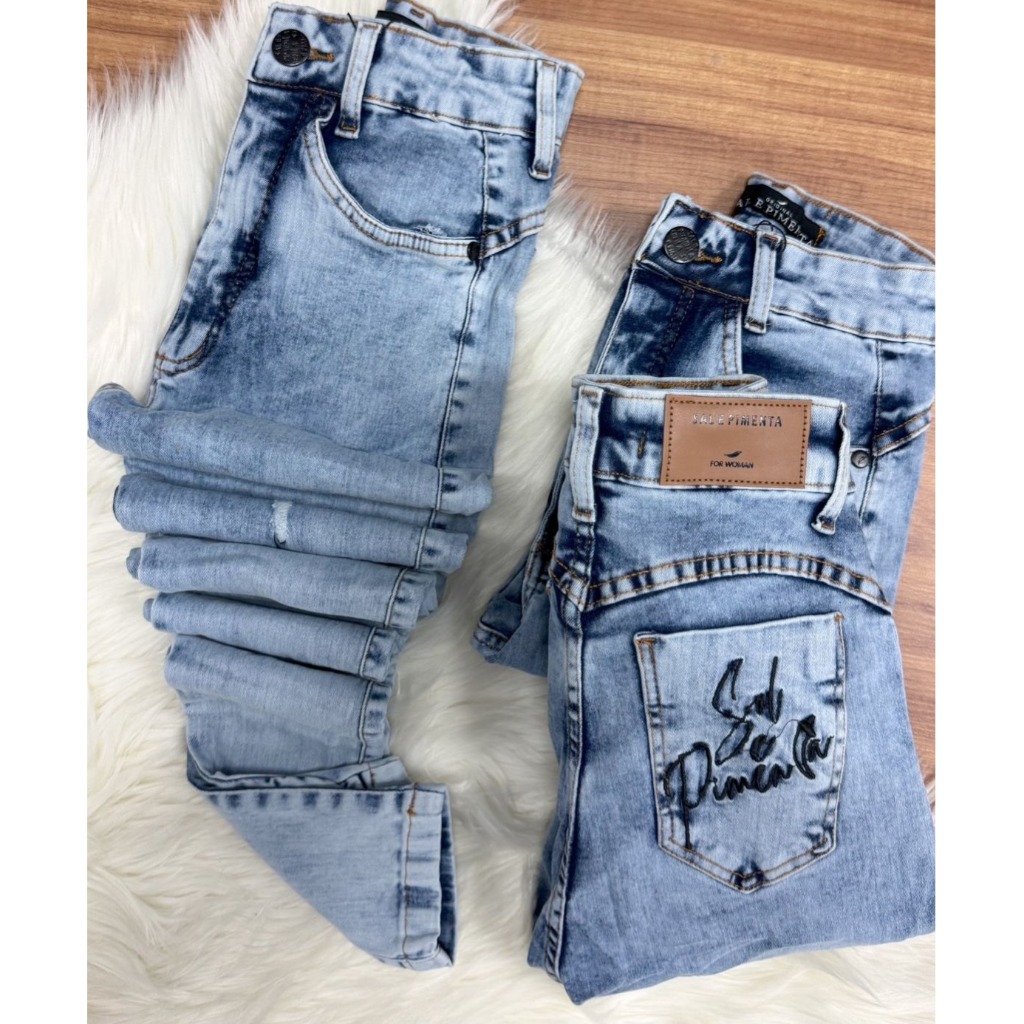 Calça Jeans Super Premium Skinny Com Elastano Bordada Levanta Bumbum ...
