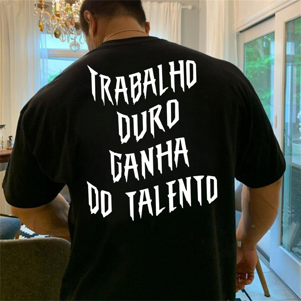 Camisa Oversized Treino Pesado Trabalho Duro Ganha Do Talento HARD Gym ...
