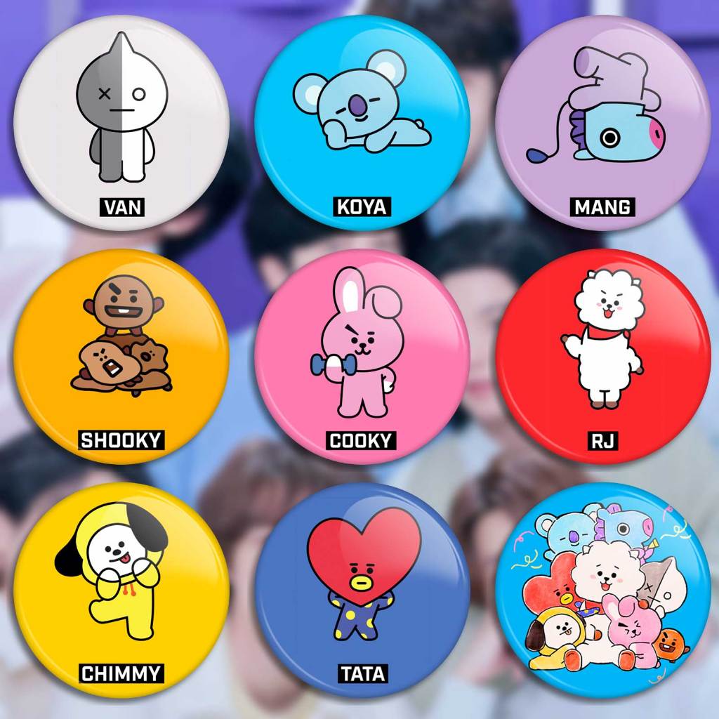 botons BTS BT21 broches Kpop, pins, buttons coloridos | Shopee Brasil
