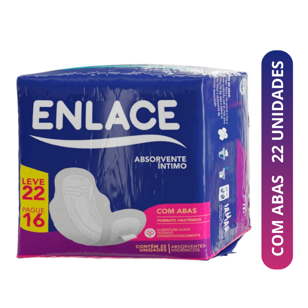 Absorvente Intimo Malha Suave com Abas Confortável Fluxo Moderado ...