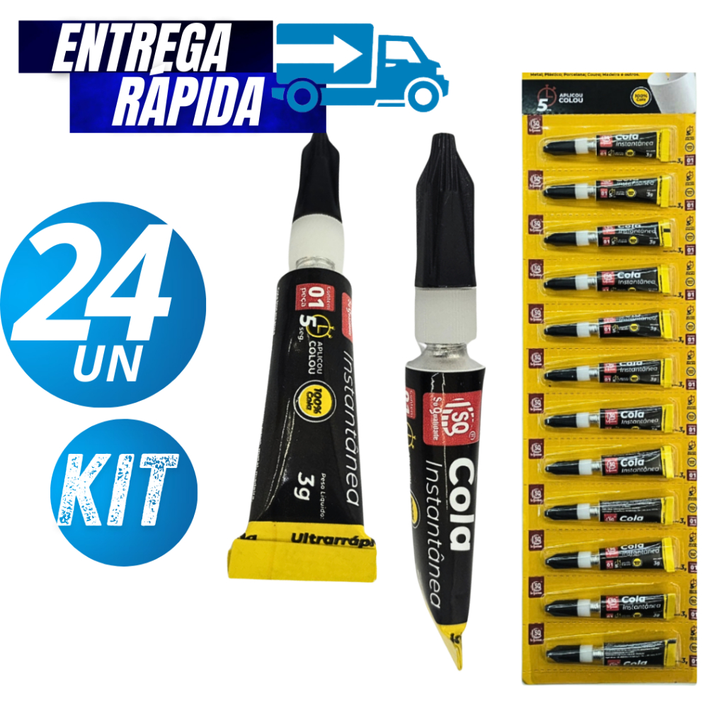Conjunto 24 unidades Super Cola Instantânea 3g Ultra Rápida Adesivo Uso ...