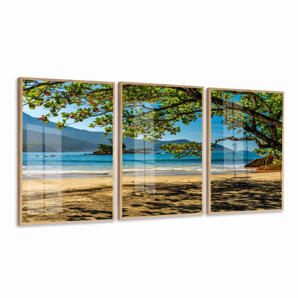 Quadro Decorativo Paisagem Árvore Praia Mar Trio 40x60cm | Shopee Brasil