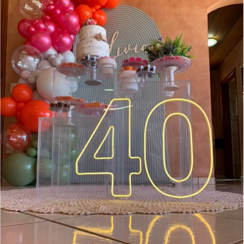 Painel Led Neon Números 0 a 9 Acrílico Cristal 50cm Altura | Shopee Brasil