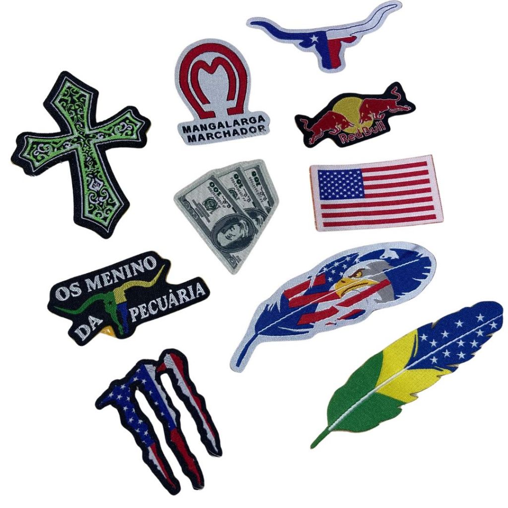 Kit 10 Adesivos Tecido Bordado Chapéu Country Cowboy Pena Brasil Eua ...